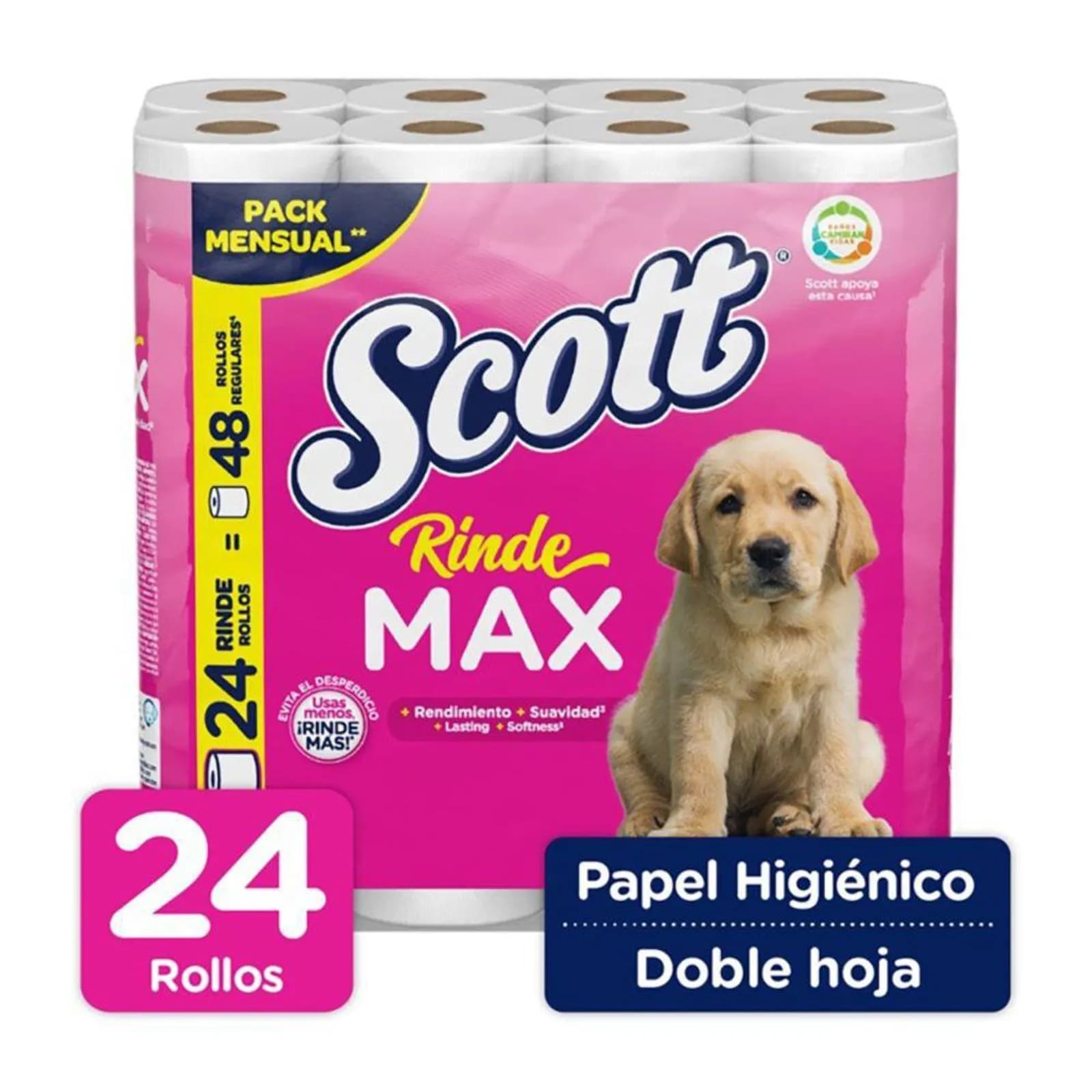 PAPEL HIGIÉNICO SCOTT RINDEMAX DOBLE HOJA 24 ROLLOS - Eureka502