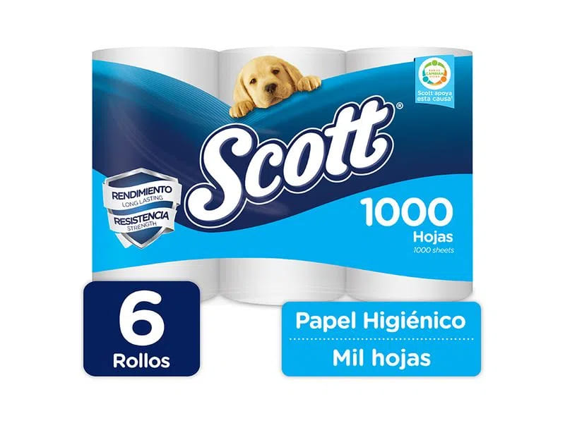 PAPEL HIGIÉNICO SCOTT 1000 HOJAS 6 ROLLOS - Eureka502